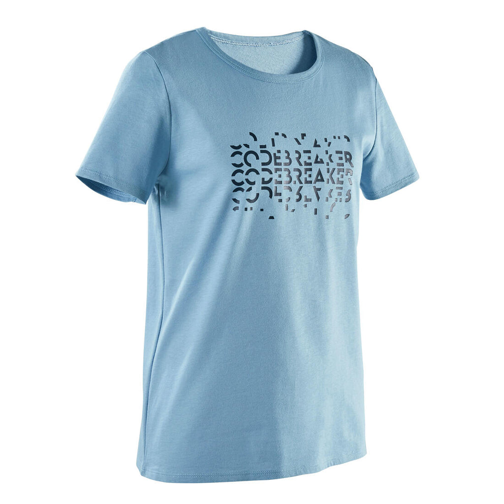 Camiseta gimnasia manga corta básica algodón Niños Domyos azul ...